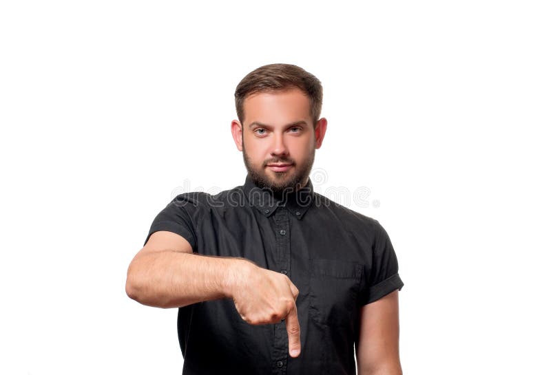Man is Pointing at a Subscription Button Down Below Stock Image - Image ...
