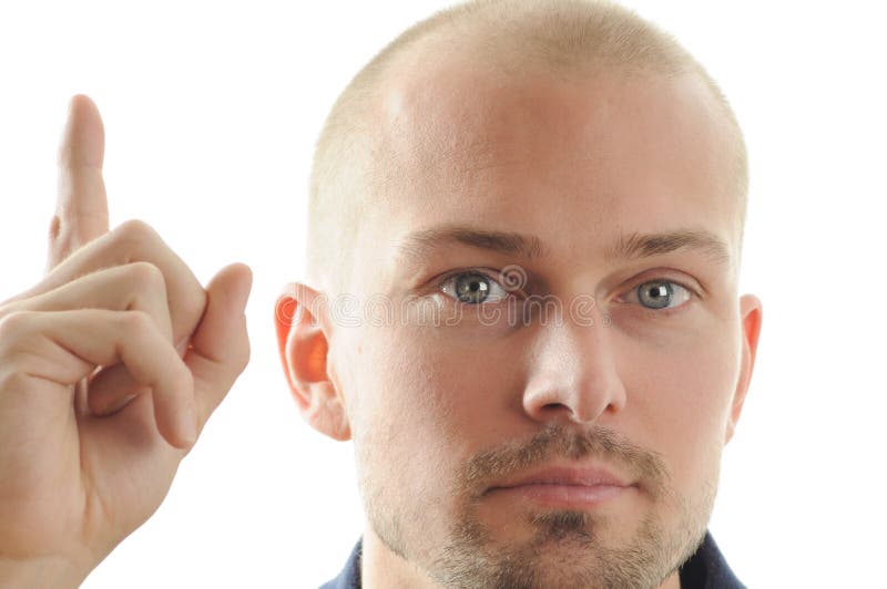 Man pointing up stock image. Image of point, look, white - 10265829