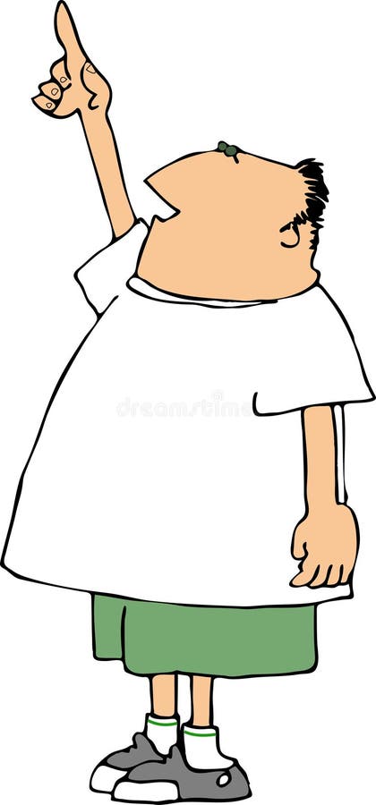 Man pointing up stock illustration. Illustration of cartoon - 989266