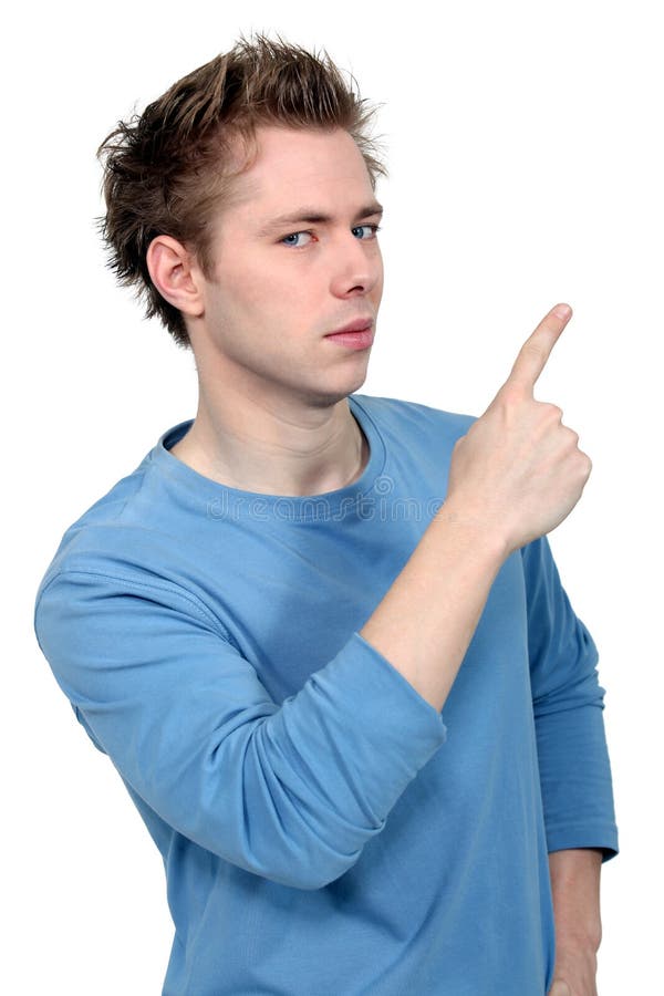 Man Pointing Up at Copy Space Stock Photo - Image of concept, fashion ...