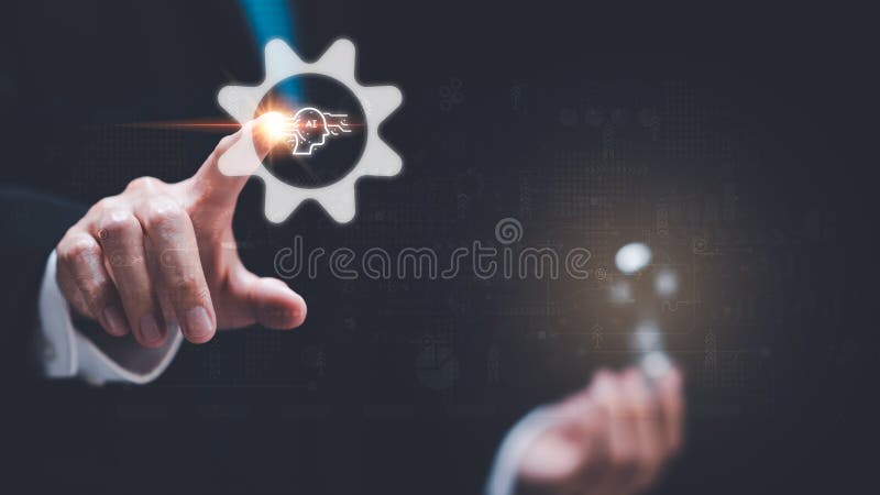 Man Pointing Virtual Icon ,artificial Intelligence ,Communication and ...