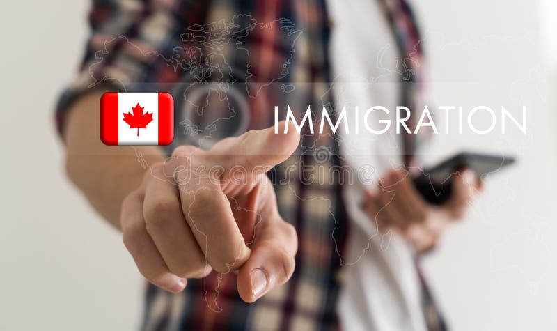 Man Pointing Word Immigration World Map Dark Blue Background Closeup ...