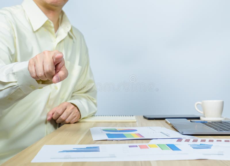 Man Pointing while Working on Document with Copy Space Stock Image ...