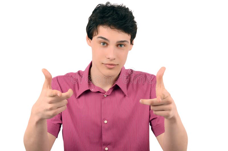 Man Pointing in Front at You and Signing Thumbs Up. Stock Photo - Image ...