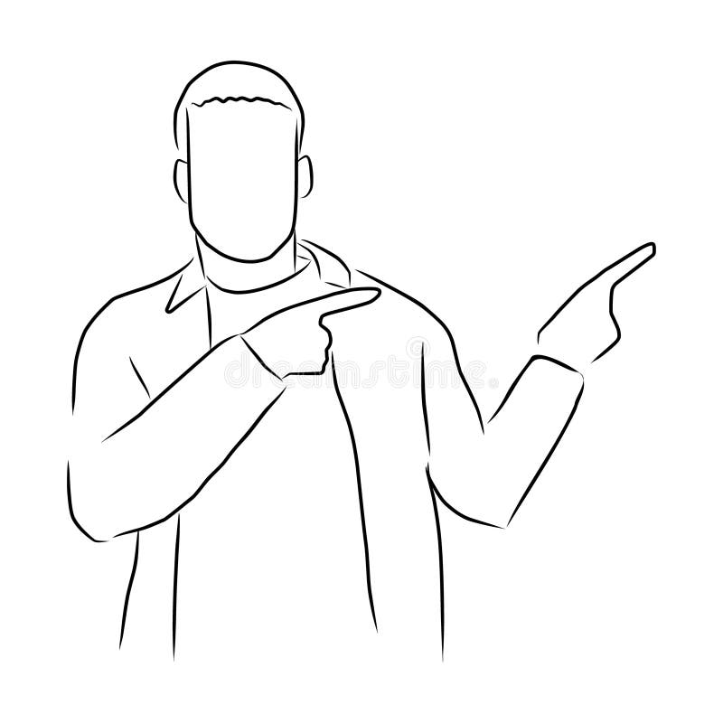 Man Points Fingers, Vector. Hand Drawn Sketch Stock Vector ...