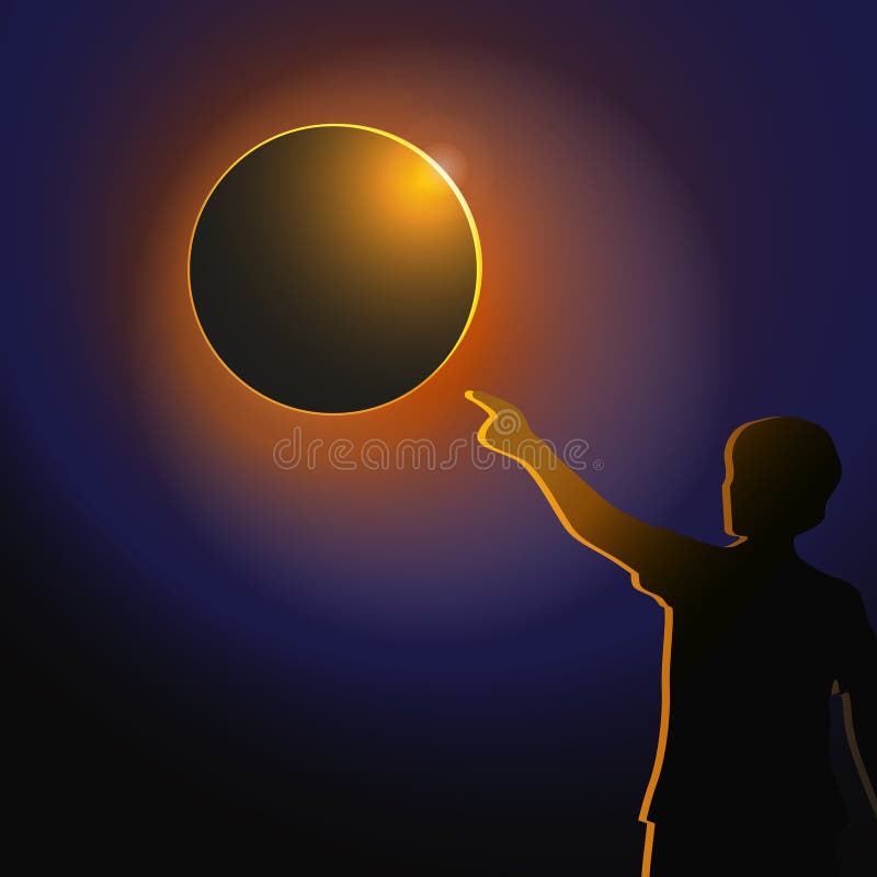 A Man Points His Index Finger at a Solar Eclipse Stock Vector ...