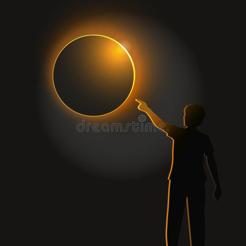A Man Points His Index Finger at a Solar Eclipse Stock Vector ...