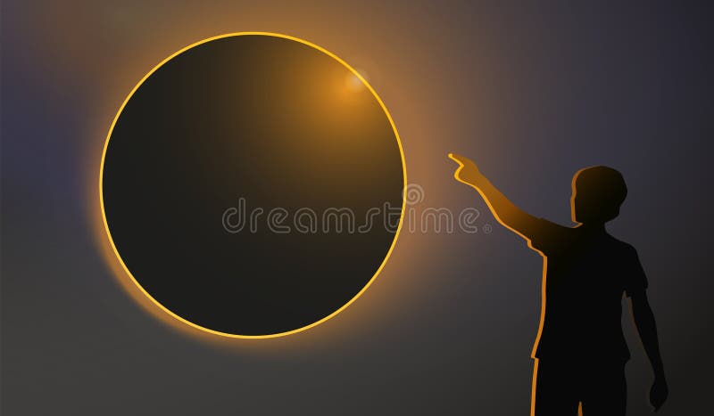A Man Points His Index Finger at a Solar Eclipse Stock Illustration ...