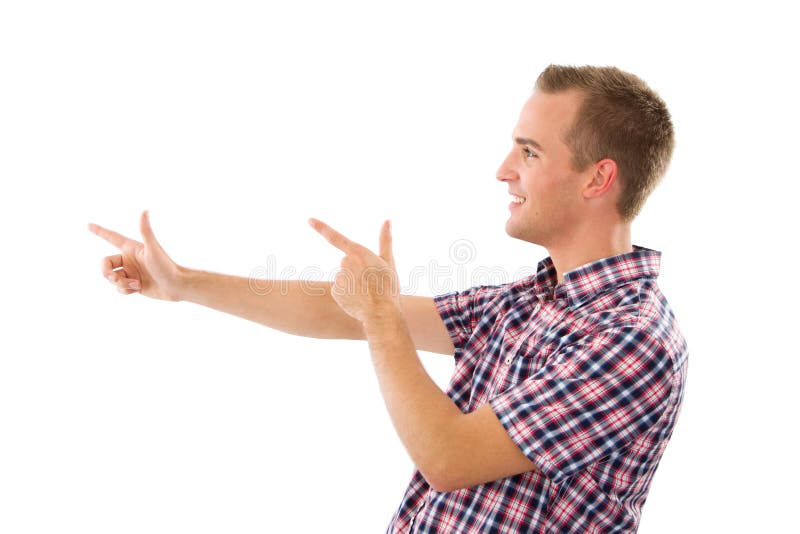 Man points on something stock image. Image of present - 35321789