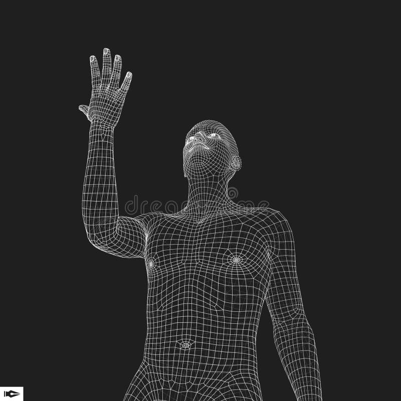 Man Points To Something by Hand. 3D Model of Man Stock Vector ...