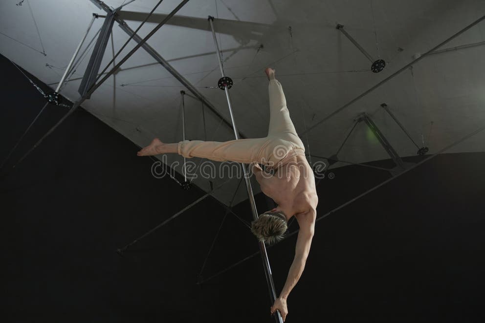 Man on Pole Performing Flag Back Roll Trick Stock Photo - Image of ...