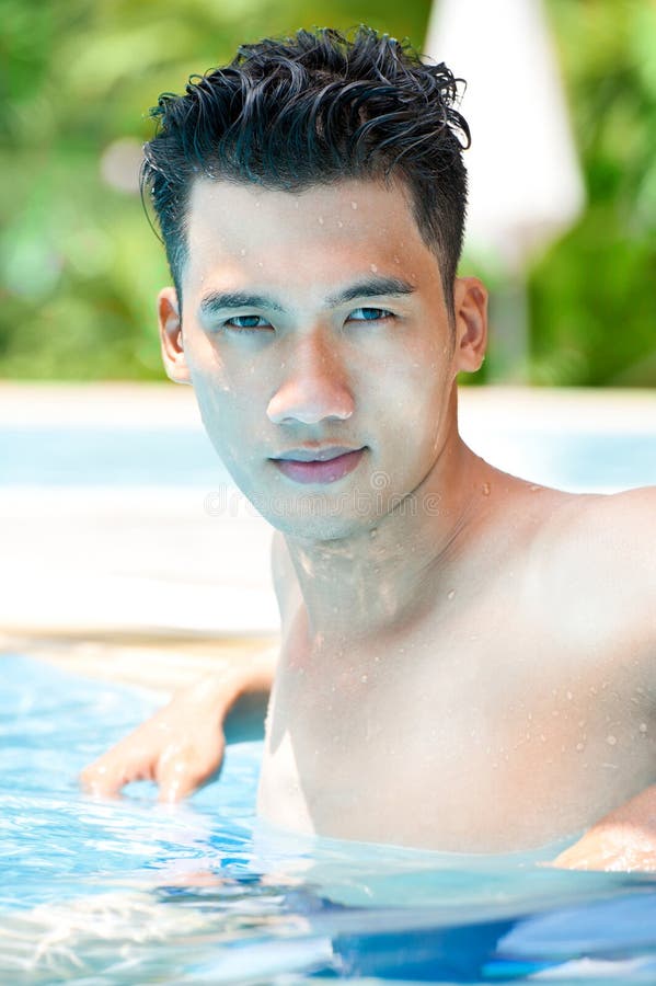 Man at pool stock photo. Image of aqua, people, head - 25118608