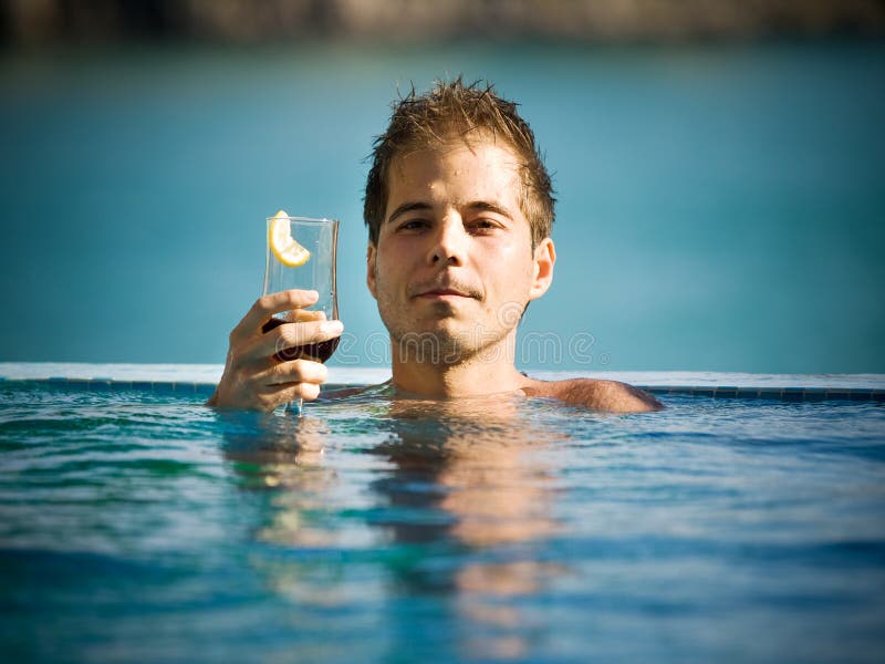 Man at the pool stock image. Image of cuba, drink, alcohol - 49380207