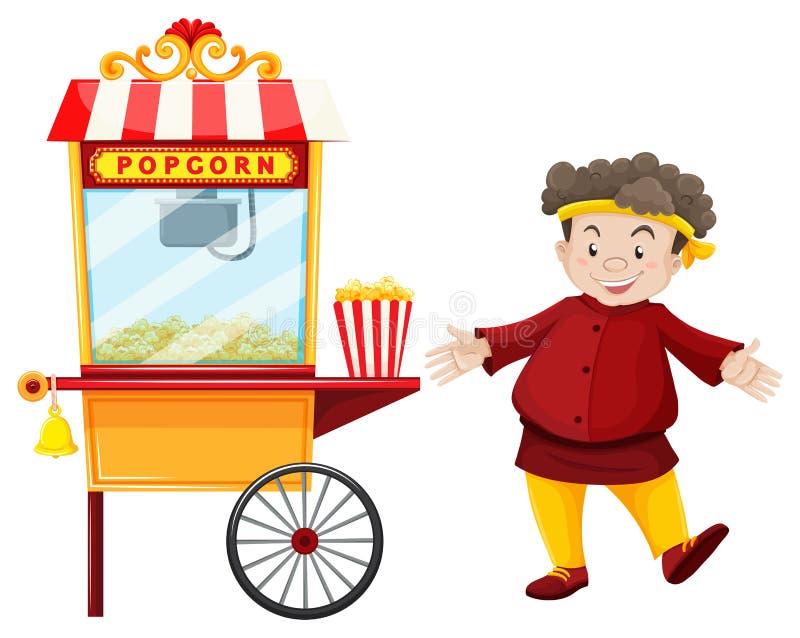 Popcorn vendor stock illustration. Illustration of food - 26202117