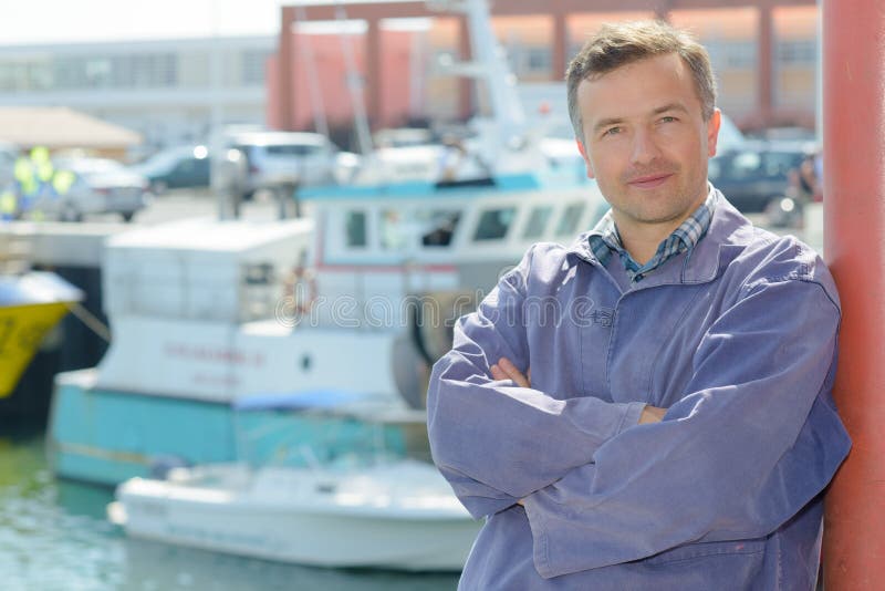 Man on the port stock photo. Image of commercial, fisherman - 118895894