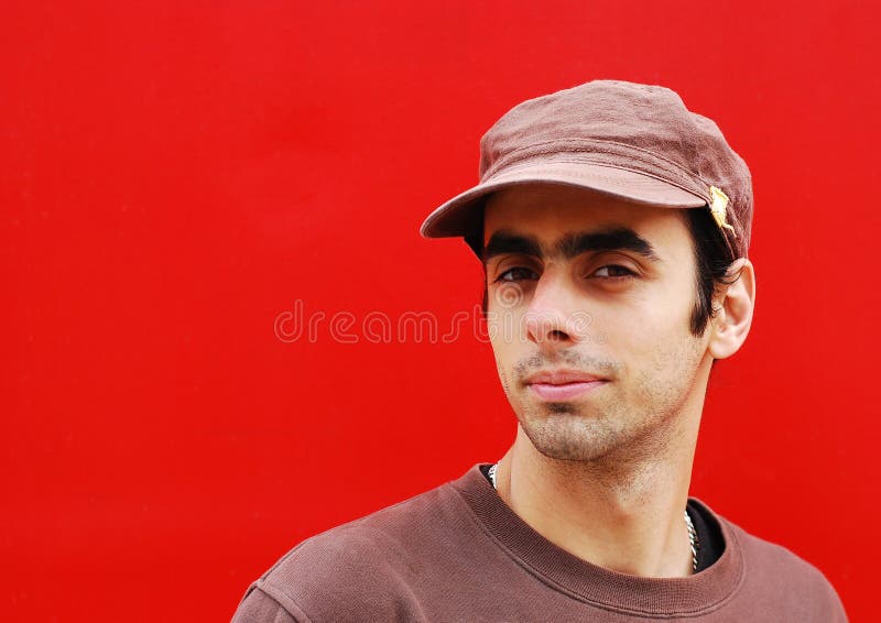 Man portrait stock image. Image of attitude, brown, wall - 7024759