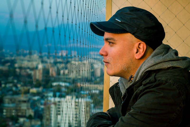 Man Portrait at the Balcony Stock Image - Image of handsome, modern ...