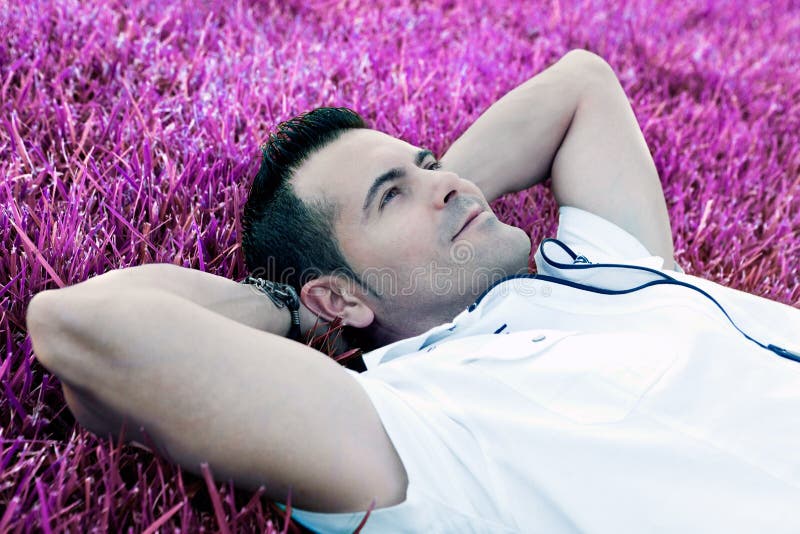 Man portrait lying stock image. Image of mature, laying - 27096877