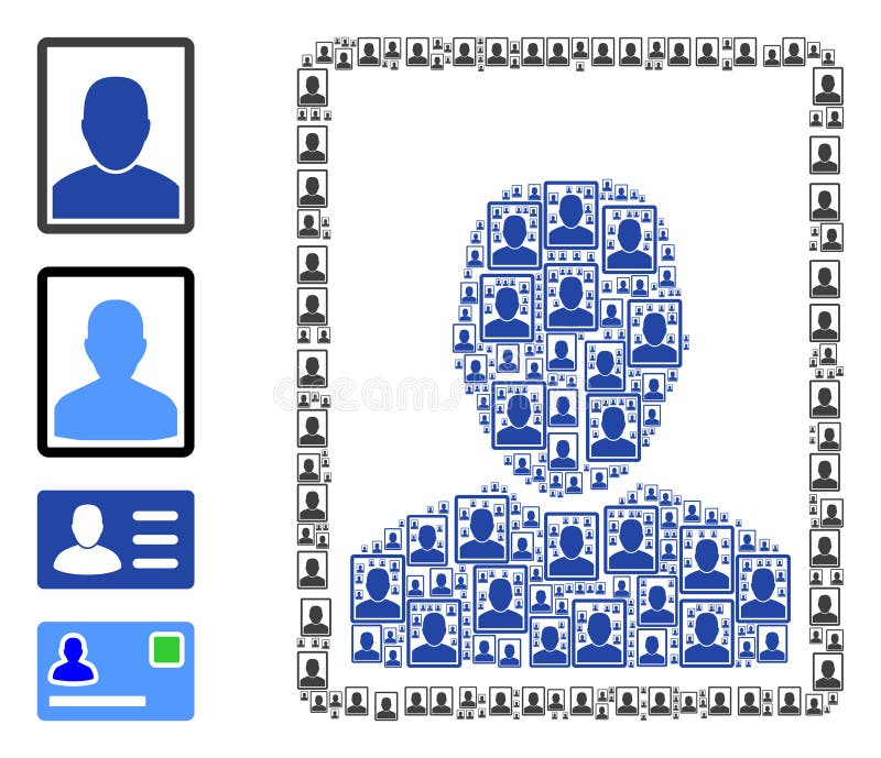 Man Portrait Recursion Collage Of Self Items Stock Vector
