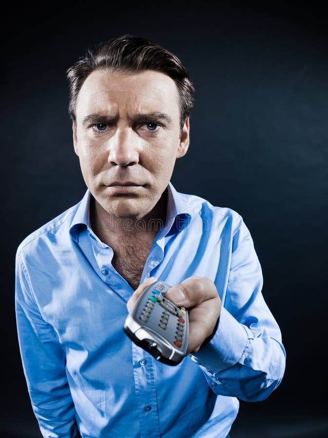 Portrait Man with Remote Controller Stock Photo - Image of remote, home ...