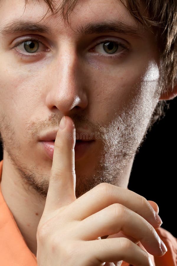 Man Portrait Saying Silence Stock Photo - Image of lips, confidential ...