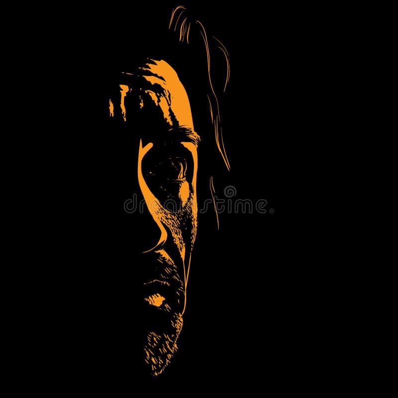 Man Portrait Silhouette in Backlight. Illustration. Stock Vector ...