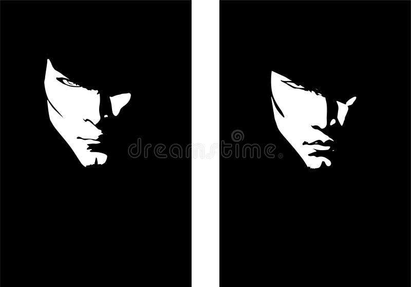 Man Portrait Silhouette in Contrast Backlight. Stock Vector ...