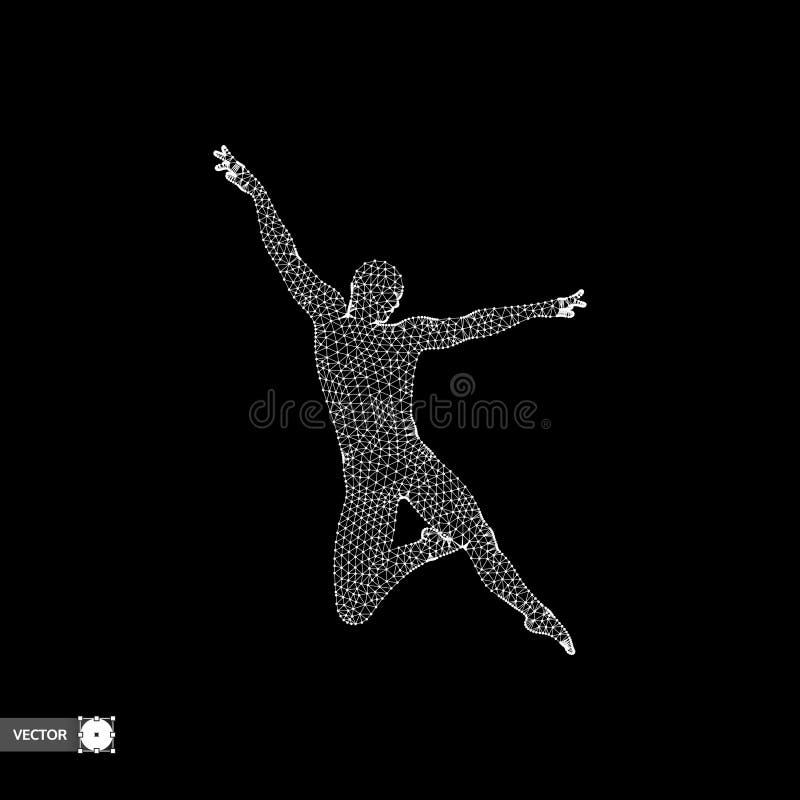 Man is Posing and Dancing. a Dancer Performs Acrobatic Elements. 3d ...