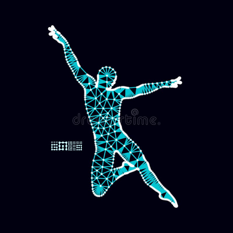 Man is Posing and Dancing. Silhouette of a Dancer. 3d Model of Man ...