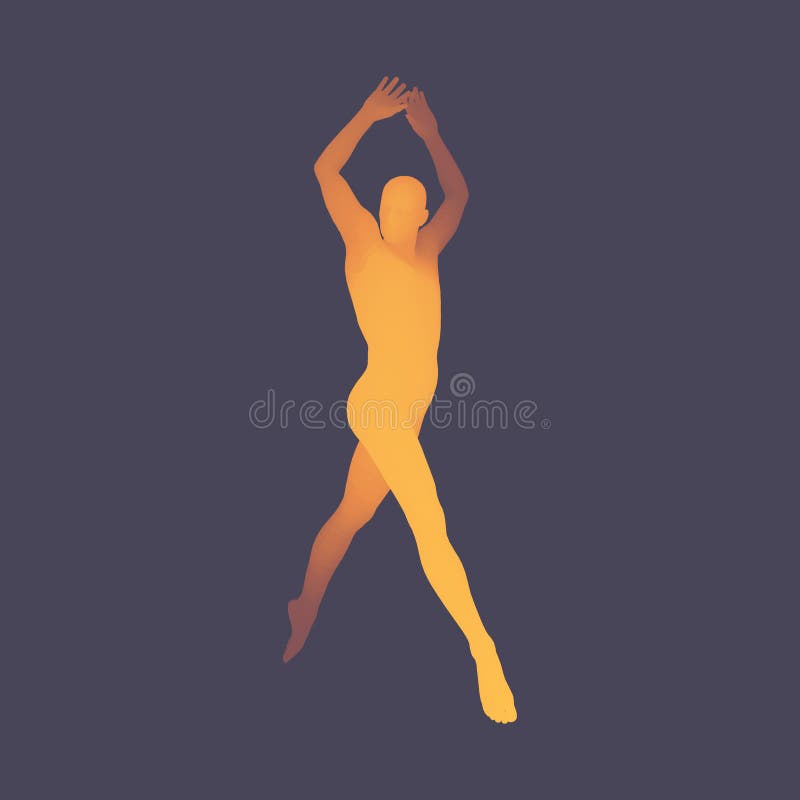The Dancer Performs a Dance on His Knees. Silhouette of a Dancer. 3D ...