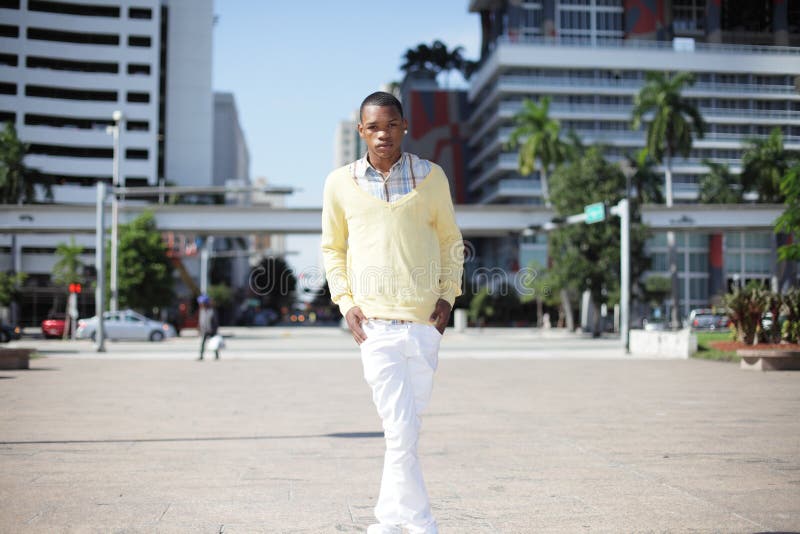 Man Posing at Downtown Miami Stock Photo - Image of model, miami: 22616628