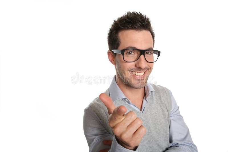 Man with a Positive Attitude Stock Image - Image of pointing, portrait ...