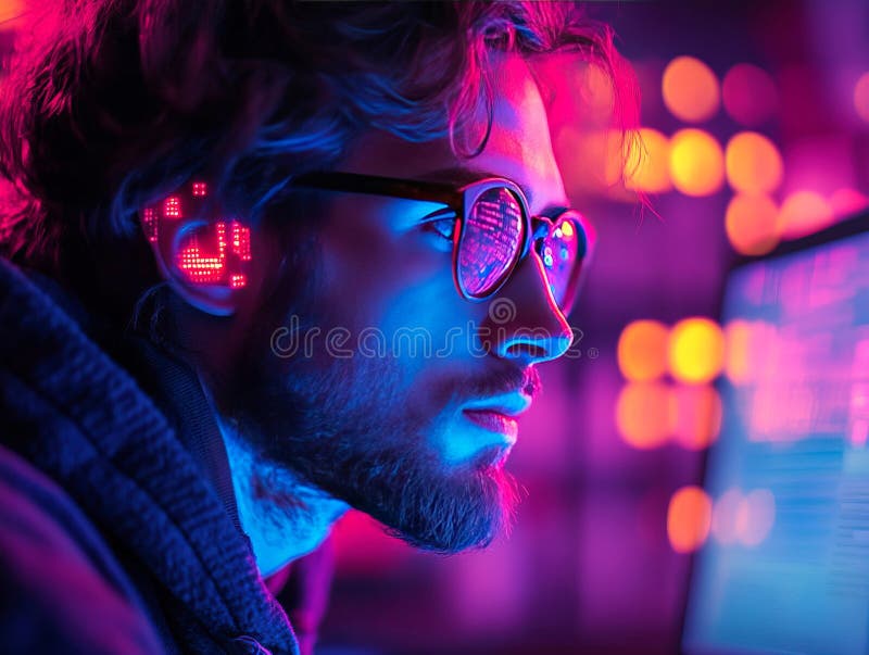 A Man, Possibly a Tech-savvy Individual, is Intensely Working on a ...
