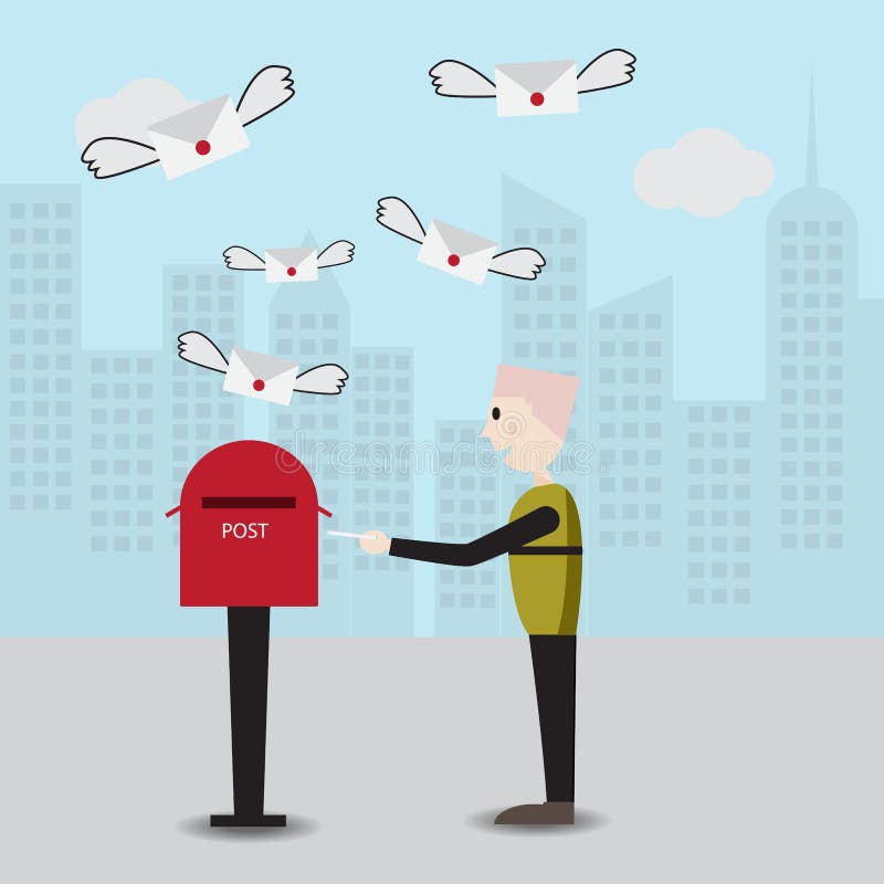 Man and Post Box Cartoon Vector Stock Vector - Illustration of cartoon ...
