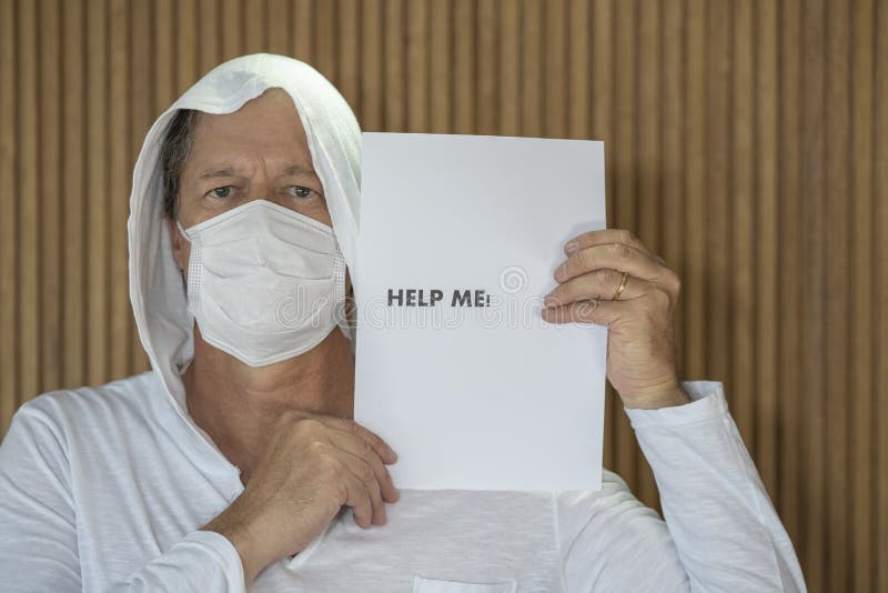 Man with Poster, Help Me, I Need Help. Stock Image - Image of ...