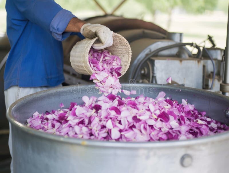 A Man is Pouring Red Cabbage into a Large Metal Pot, Essential Oil ...