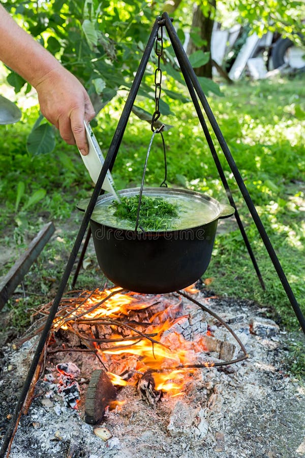 Pot on the fire stock photo. Image of equipment, kitchen - 121983312