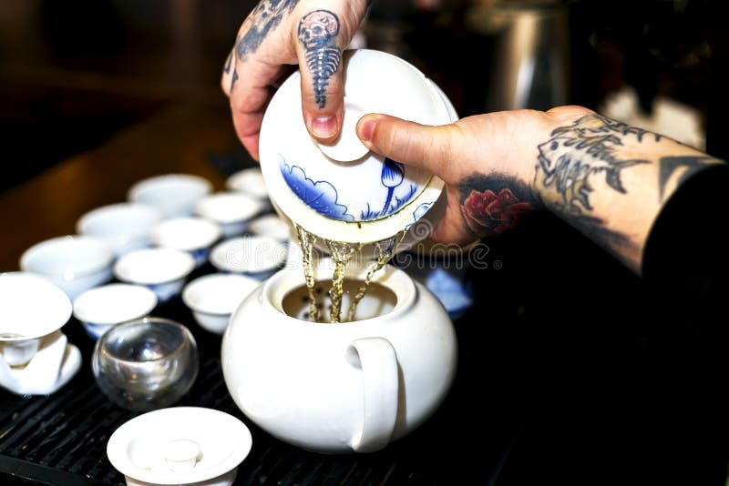 A Man Pours Tea during a Tea Ceremony Stock Image - Image of healthy ...
