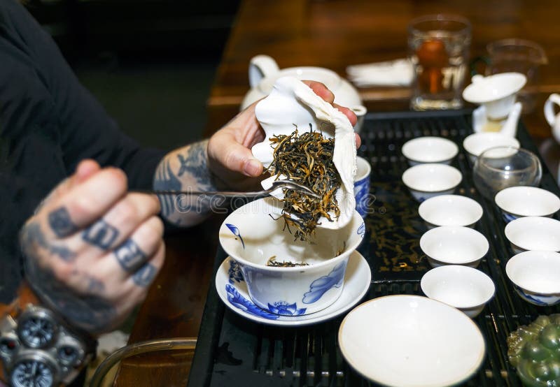 A Man Pours Tea during a Tea Ceremony Stock Image - Image of hairy ...