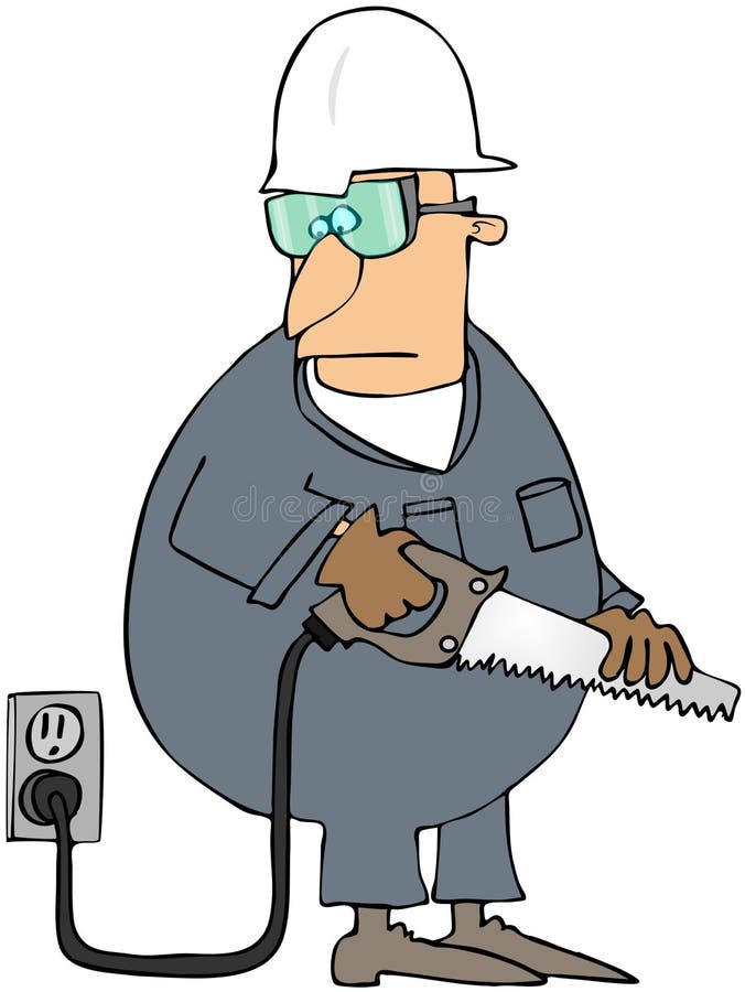 Man with a Power Saw stock illustration. Illustration of worker - 15342082