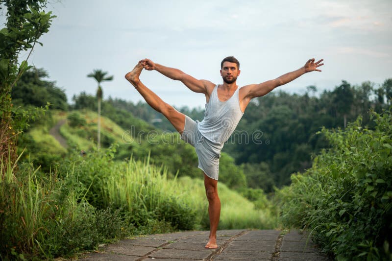 Man Practice Yoga Practice and Meditation Outdoor Stock Photo - Image ...
