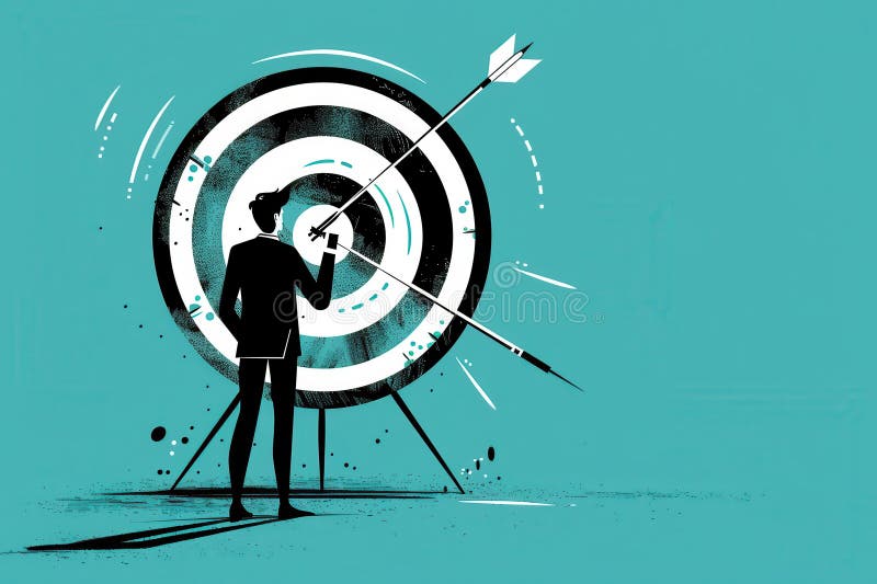 Man Practicing Archery by Aiming at Target with Bow and Arrow Stock ...