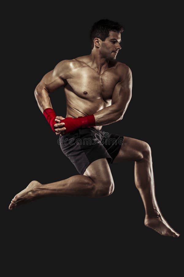 Man practicing body combat stock image. Image of jumping - 50552773