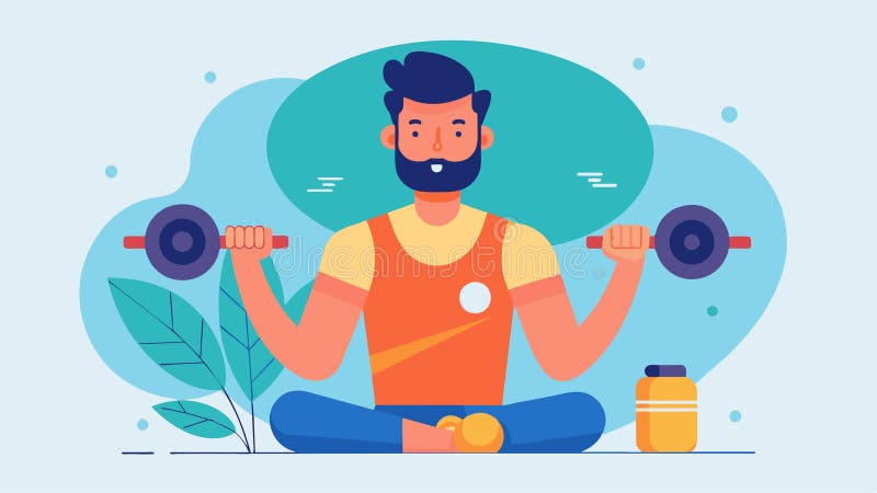 A Man Practicing Mindfulness while Performing a Set of Bicep Curls ...