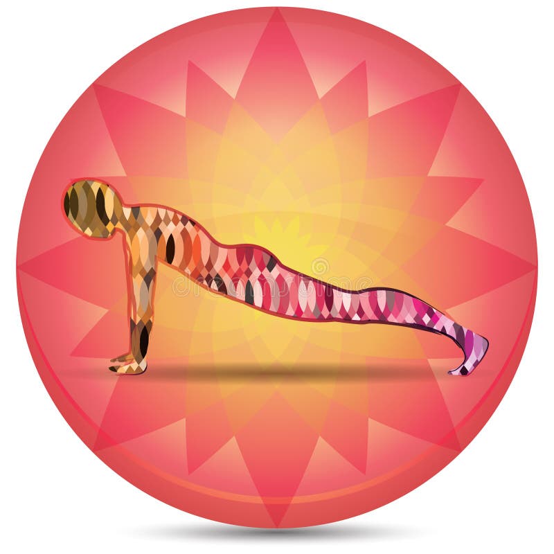 Man Practicing Yoga in Four-limbed Staff Pose. Vector Illustration ...