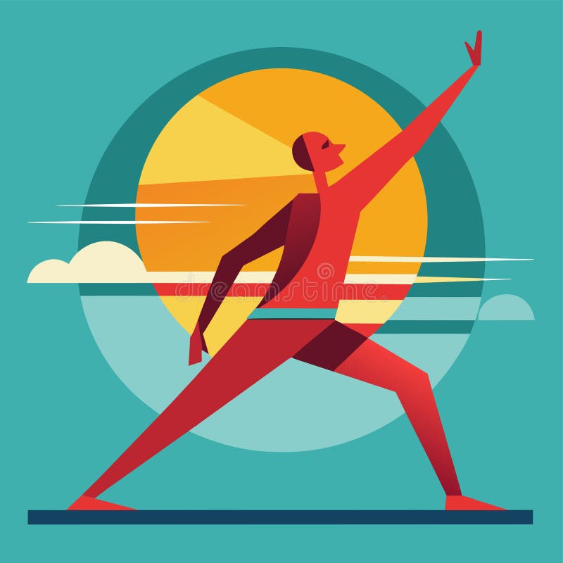 A Man Practicing Yoga Poses Outdoors, with the Sun Shining in the ...