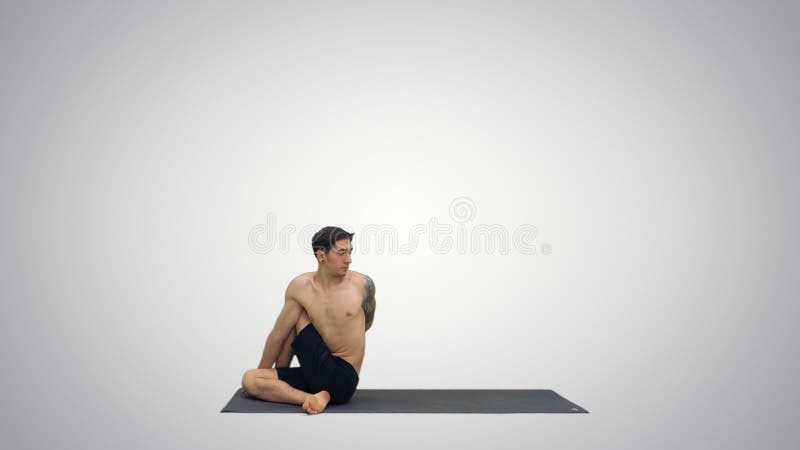 Man Practicing Yoga, Stretching Torso on Gradient Background. Stock ...