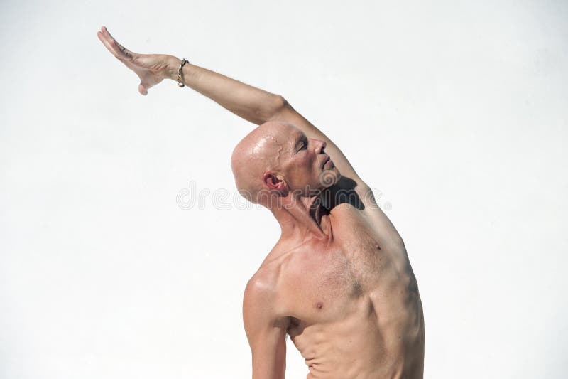 Yoga Man Practicing Advanced Asana Stock Image - Image of asana, face ...