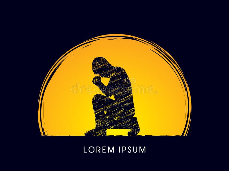 Man prayer shadow graphic stock vector. Illustration of christian ...