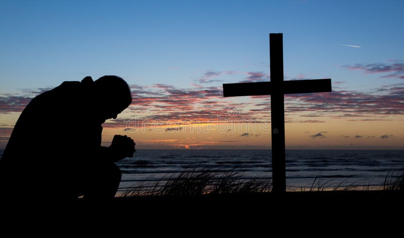 Man of Prayer stock image. Image of beach, symbol, ocean - 42890697